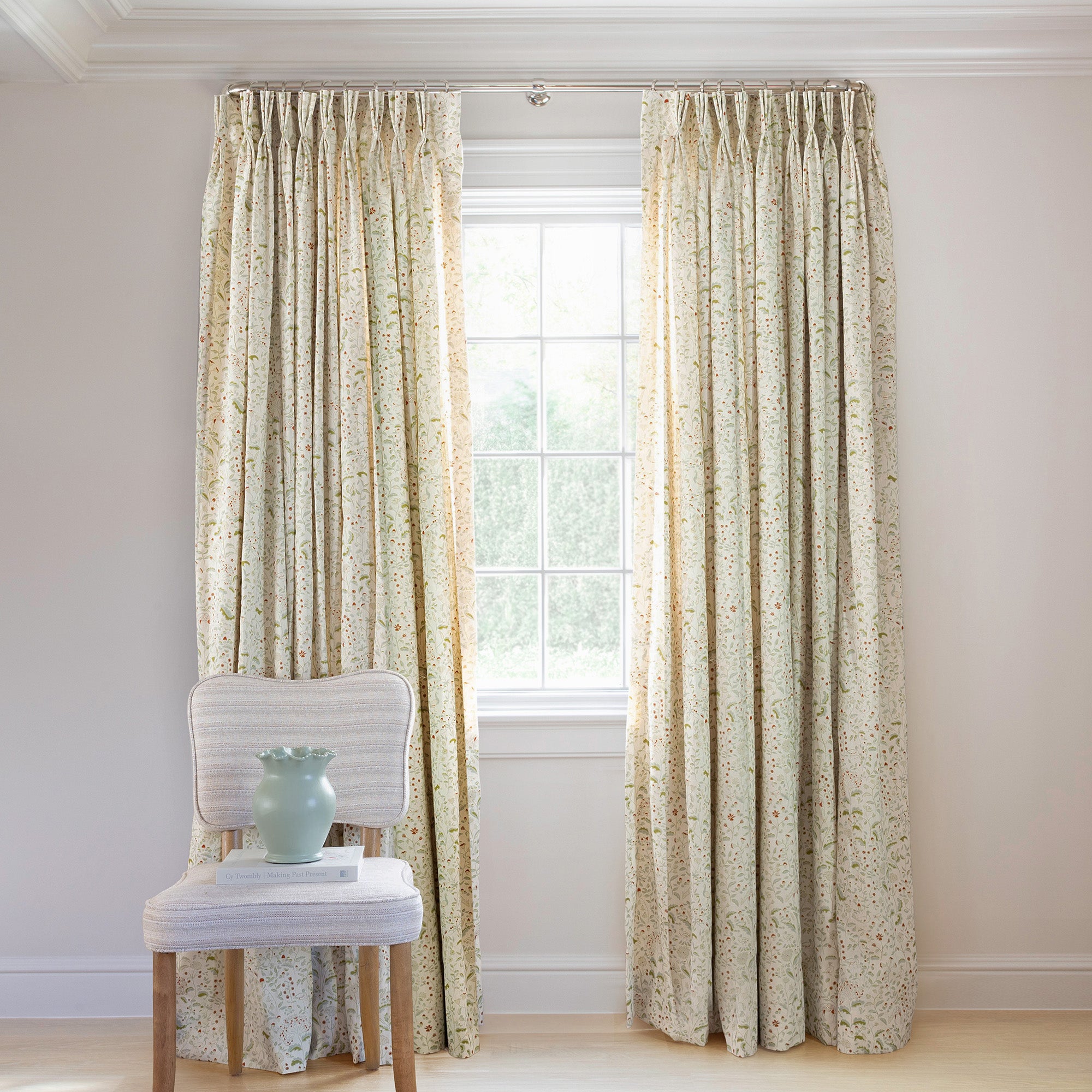 Green Floral Linen Curtains: Ruby Moss | Pepper Home