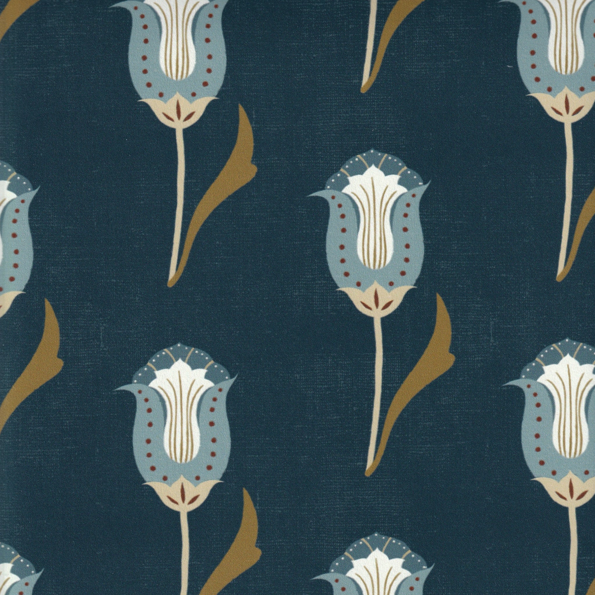 Clay Coated Wallpaper: Navy & Red Tulip - Pepper Home