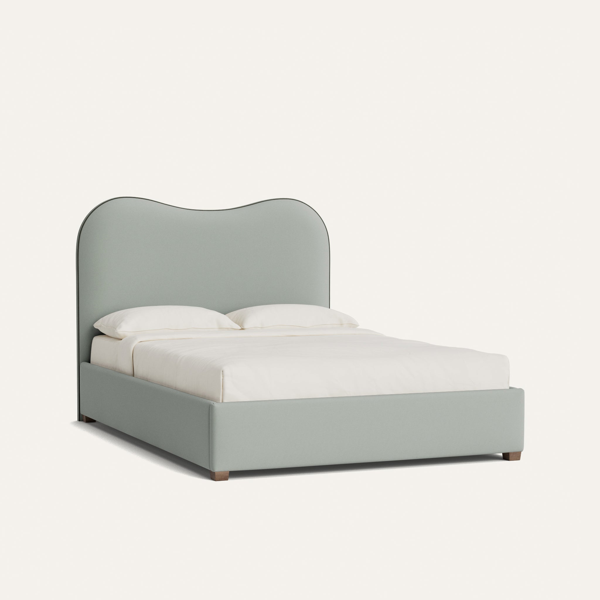 Sage Green Upholstered Custom Bed Frame: Sage | Pepper Home
