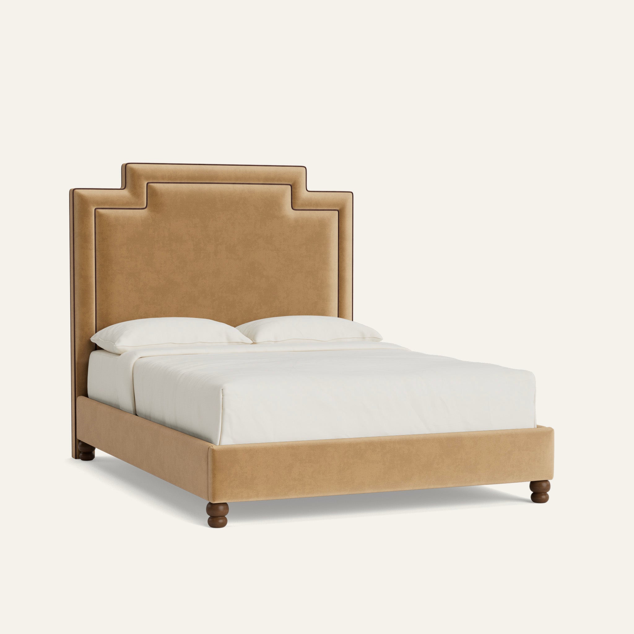 Brown Velvet Custom Bed Frame: Camel Velvet | Pepper Home