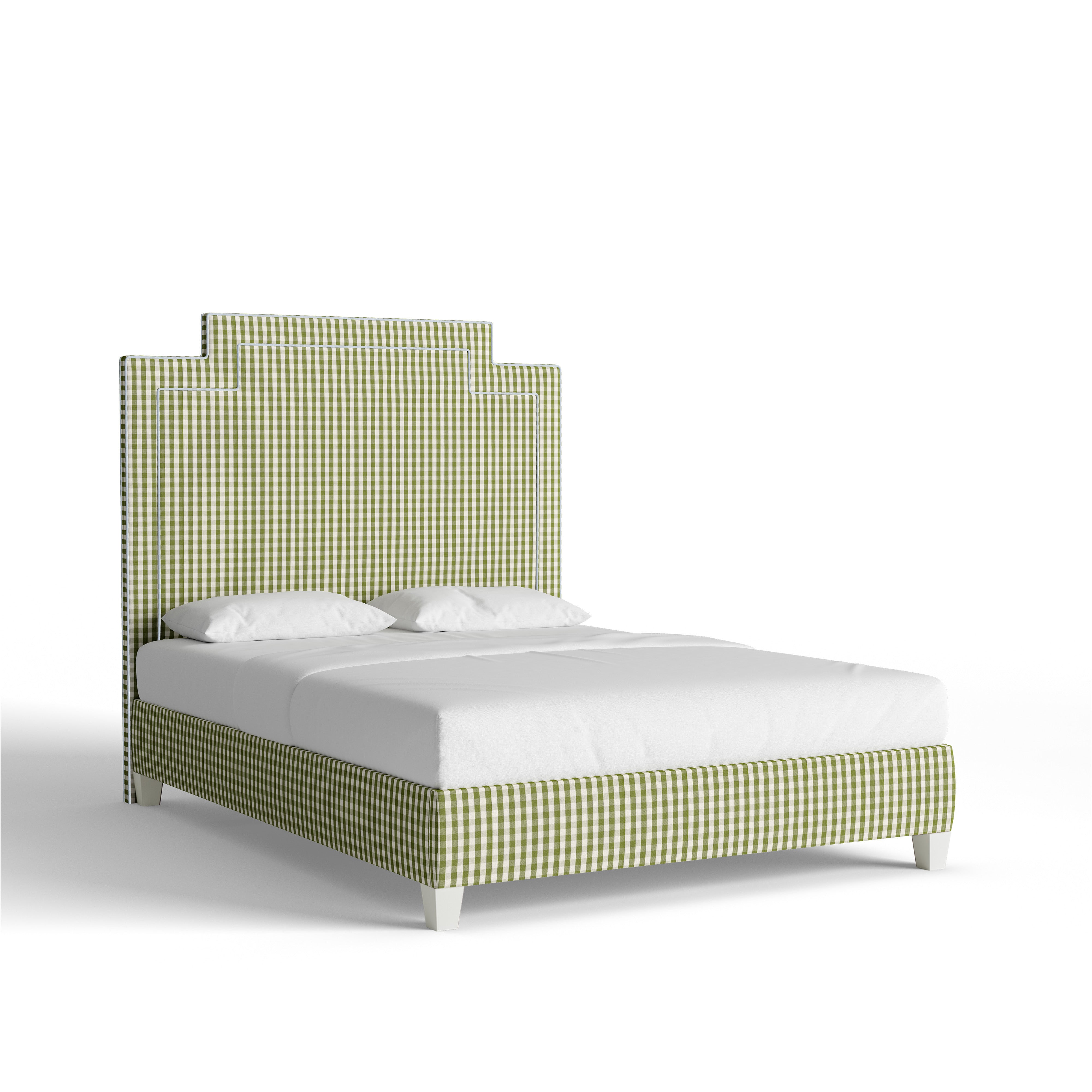 Green Gingham Custom Bed Frame: Millie Moss | Pepper Home