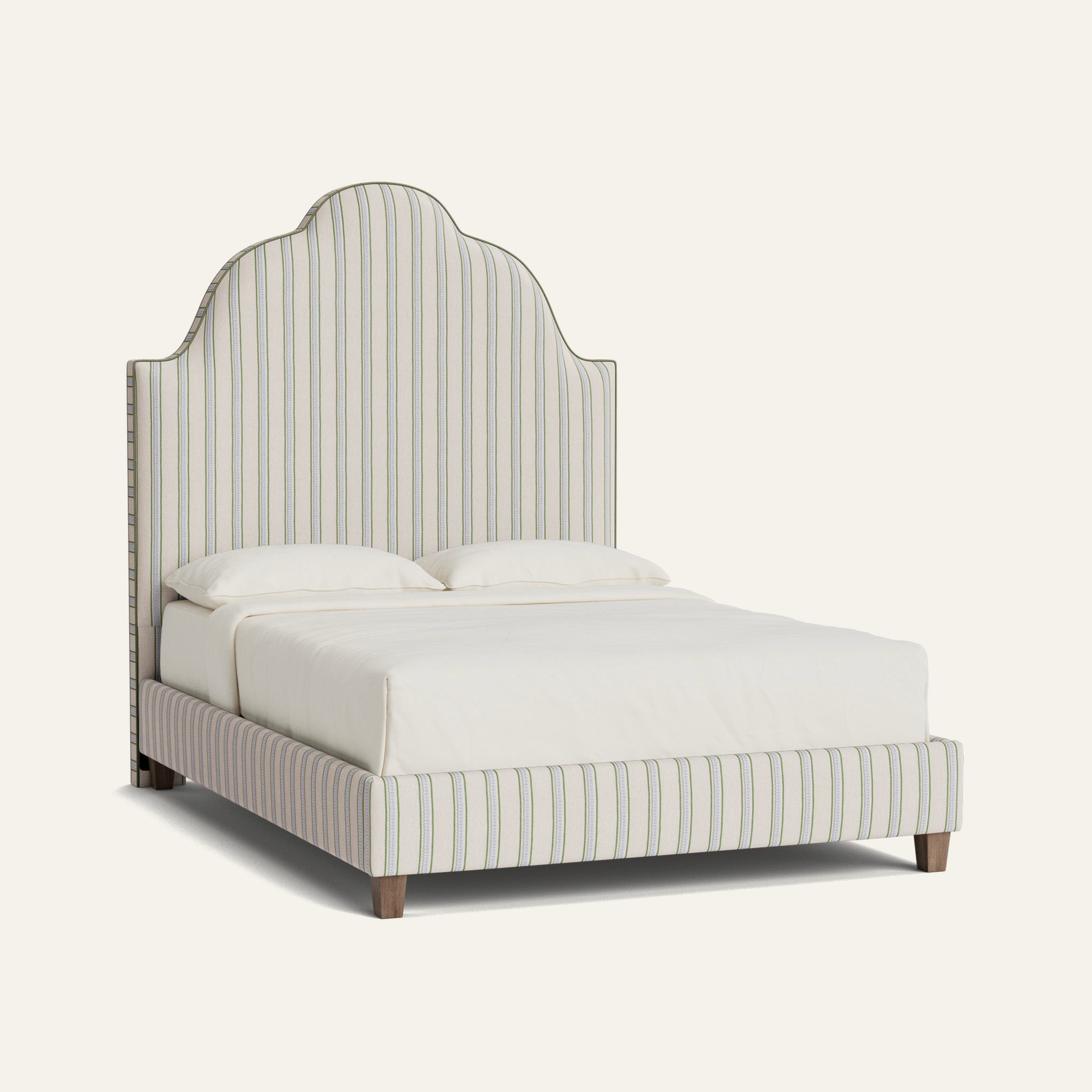 Green Embroidered Custom Bed Frame: Margot Fern | Pepper Home