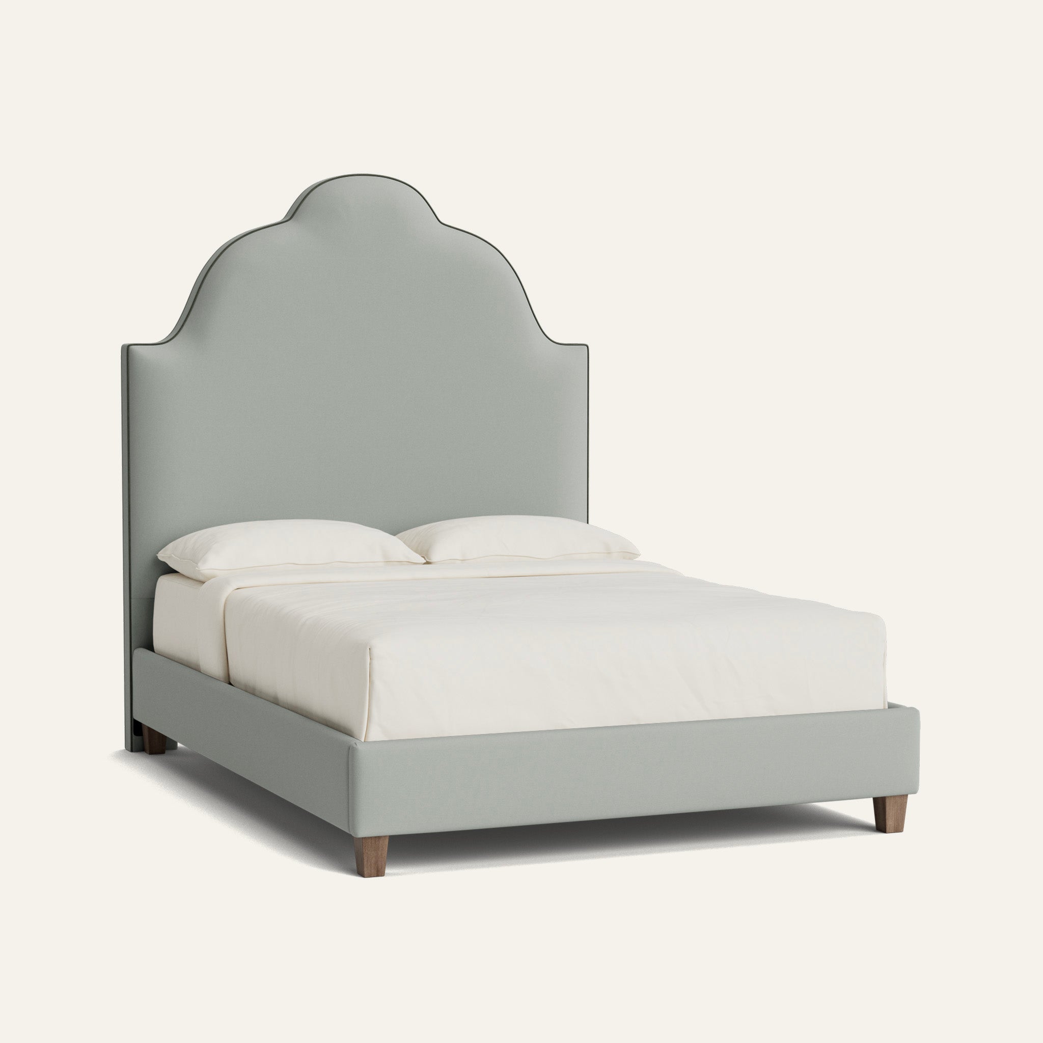 Sage Green Upholstered Custom Bed Frame: Sage | Pepper Home