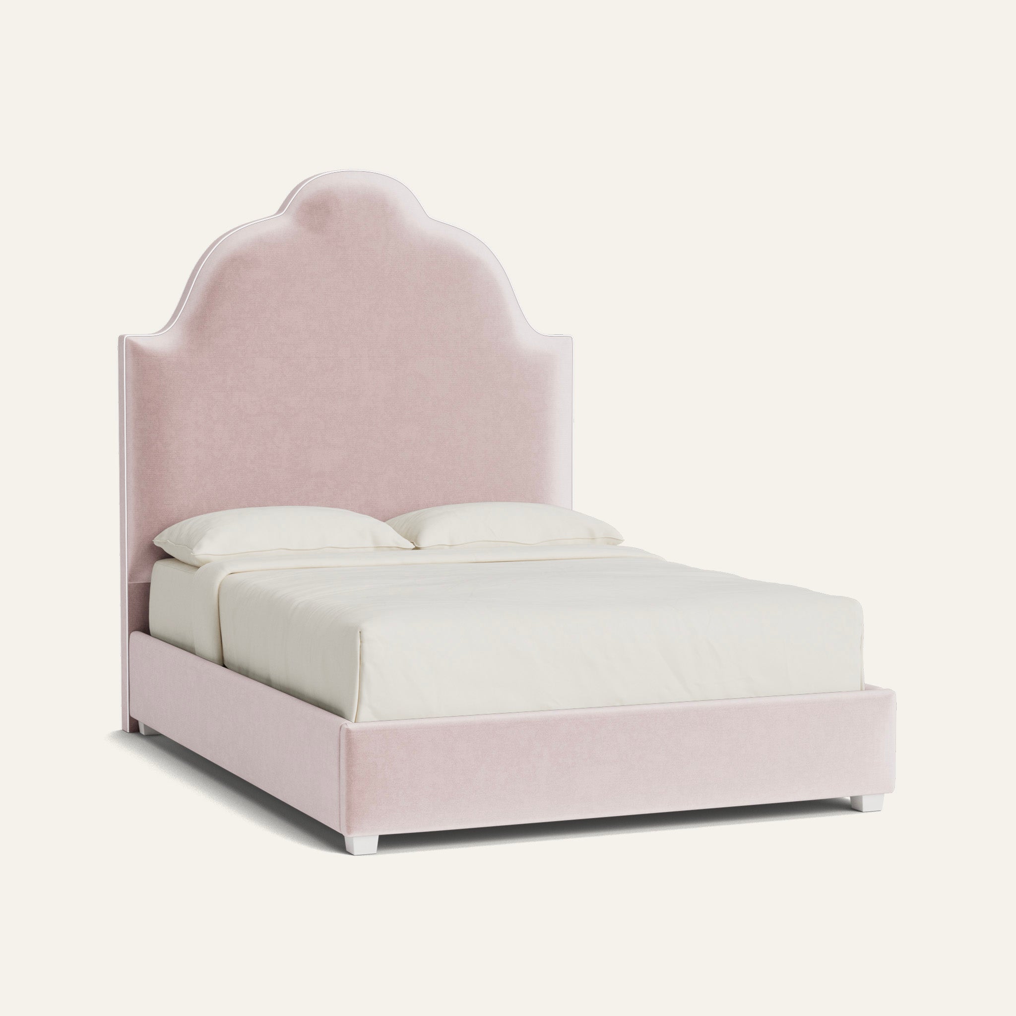 Light Pink Velvet Custom Bed Frame: Rose Velvet | Pepper Home