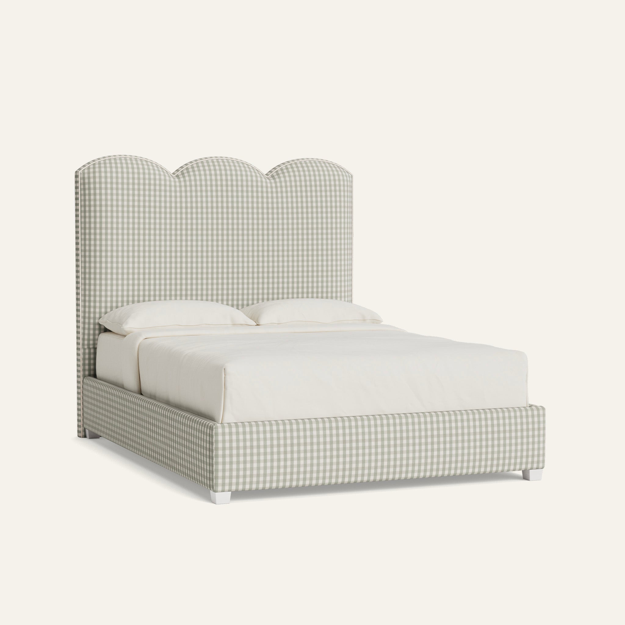 Sage Green Gingham Custom Bed Frame: Millie Sage | Pepper Home