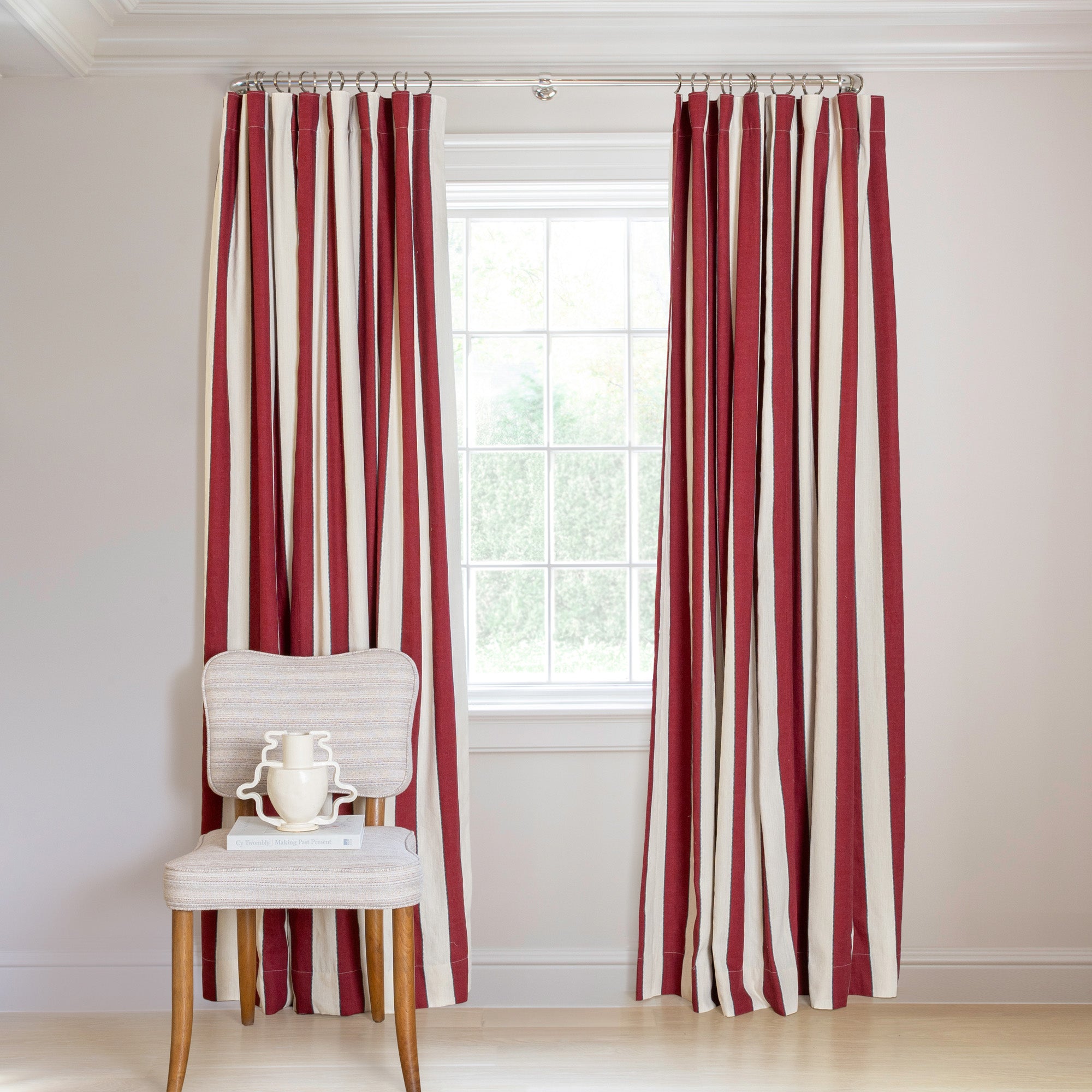 Red Striped Linen Curtain: Florence Bordeaux | Pepper Home
