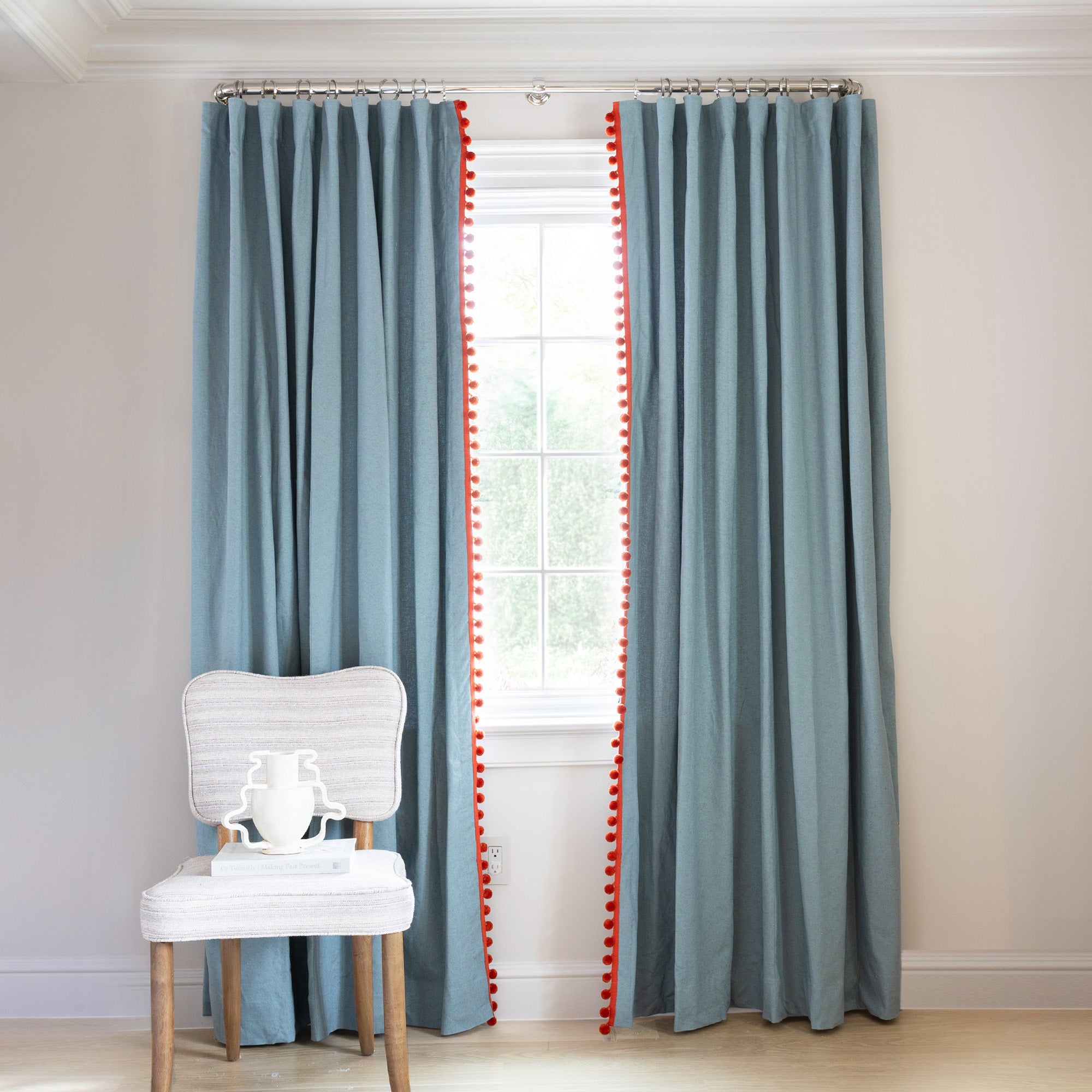 Solid Blue Linen Curtains: Harbor | Pepper Home