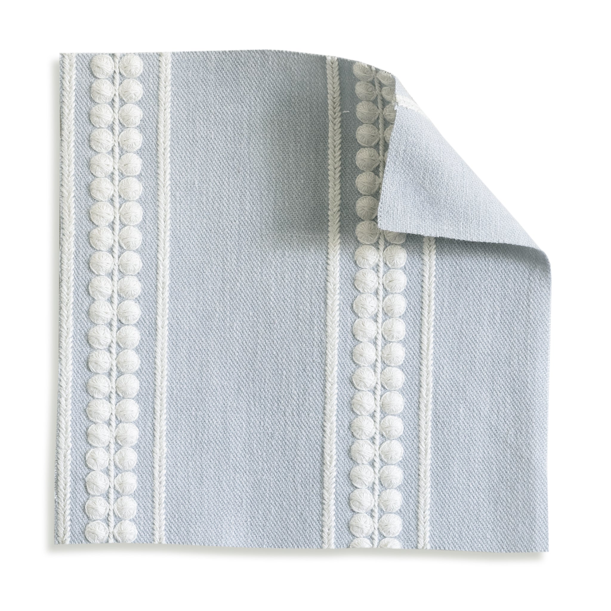Blue Striped Embroidered Fabric: Margot Mist | Pepper Home