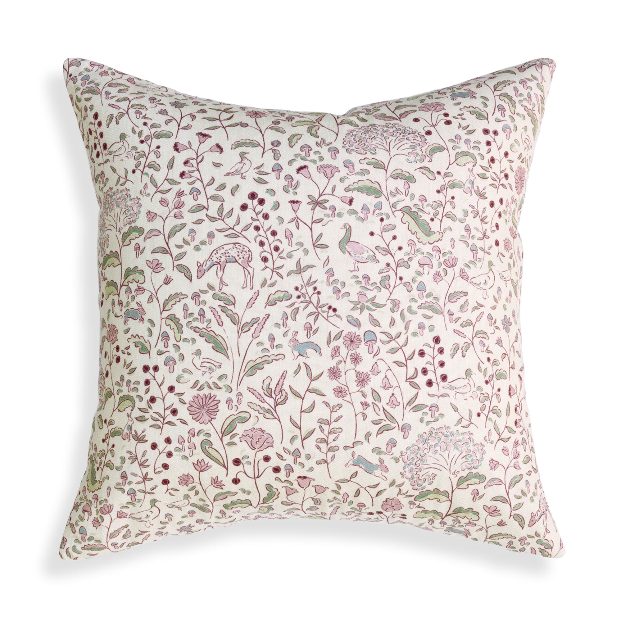 Floral Printed Linen Pillows: Ruby Burgundy | Pepper Home