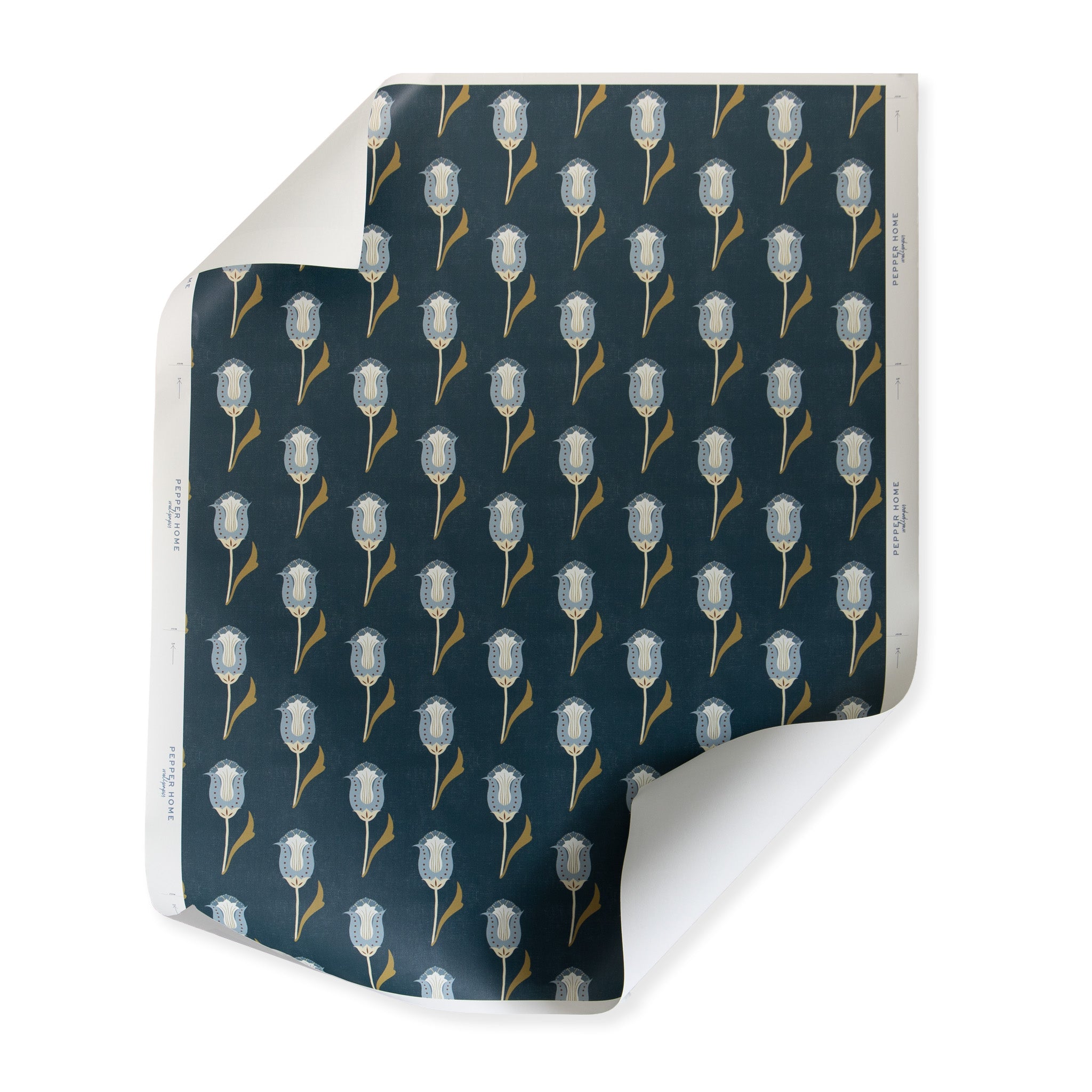 Clay Coated Wallpaper: Navy & Red Tulip - Pepper Home